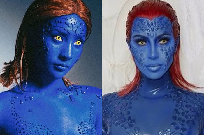 Adu Gaya Anya Geraldine dan Kim Kardashian, Sama-Sama Cosplay Jadi Mystique - Nova