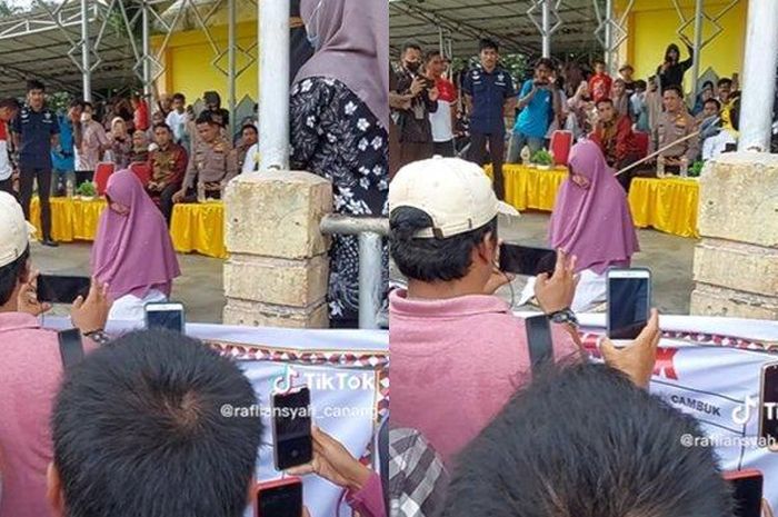 Viral Pelakor Cantik Dihukum Cambuk Jadi Tontonan Warga Banyak Yang Merekam Dengan Hp Suar