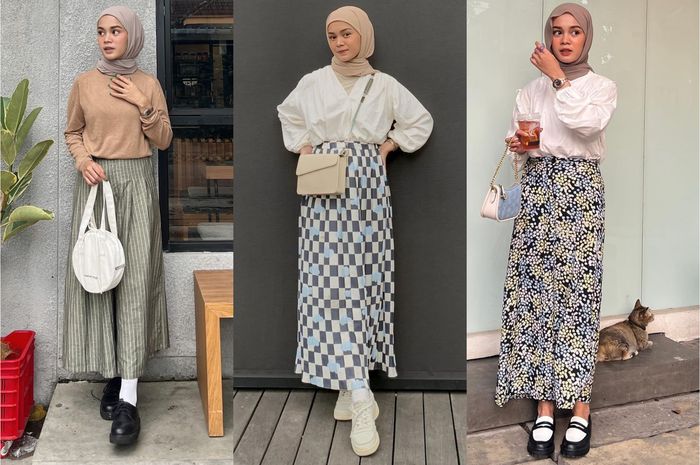 Inspirasi OOTD Hijab Pakai Rok Motif yang Simpel dan Feminin! - Stylo