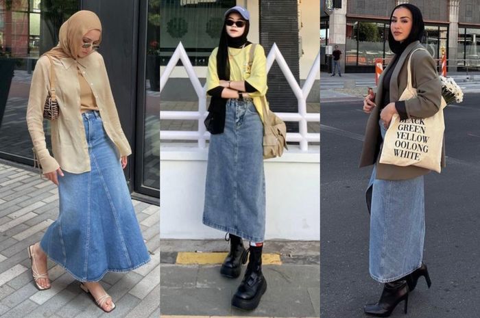 Inspirasi Fashion Hijab Pakai Rok Jeans yang Sedang Tren, Cobain - Stylo