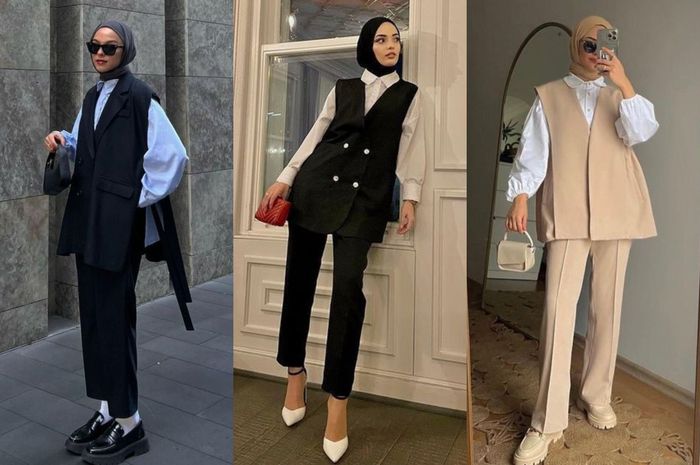 Inspirasi Rompi Hijab untuk Outfit ke Kantor yang Formal dan Modis - Stylo