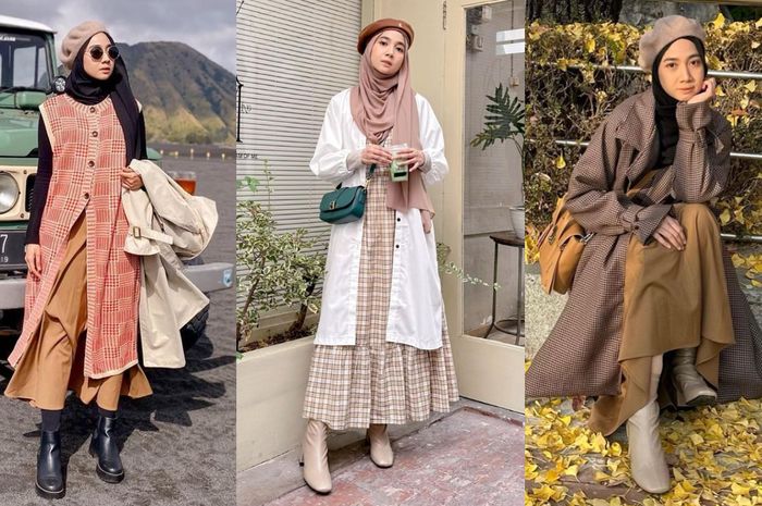 Ide OOTD Hijab ala Korean Style Pakai Topi Baret, Contek Yuk! - Stylo