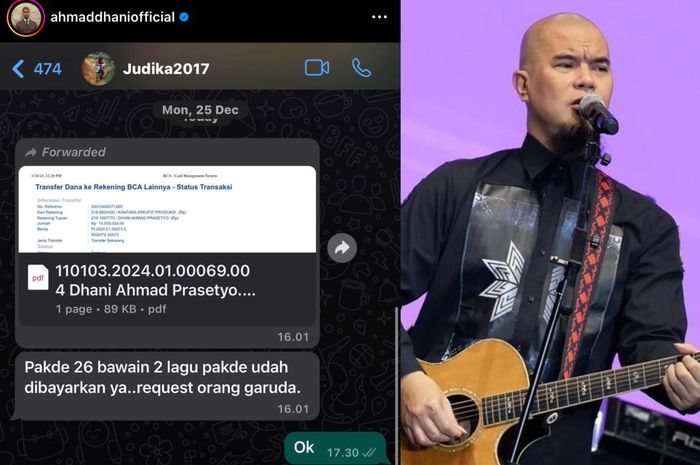 Ahmad Dhani Pamer Bukti Transfer Judika Usai Nyanyikan 2 Lagunya ...