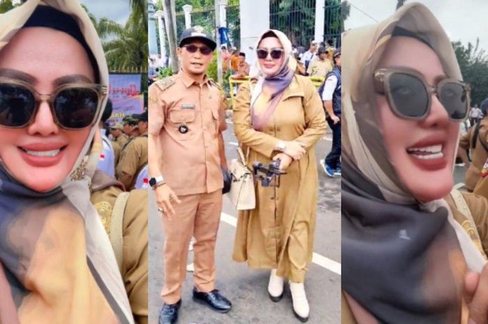 Penampilan Glamor Kades Wiwin Komalasari Bawa Tas Branded Saat Demo ...