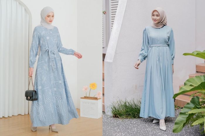 3 Rekomendasi Gamis Biru Muda Rp 100 Ribuan untuk Baju Lebaran 2024 - Stylo