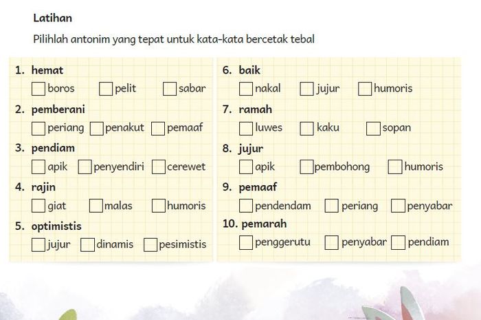 Pengertian dan 25 Contoh Kata Sifat, Bahasa Indonesia Kelas 5 Bab 1 - Kids
