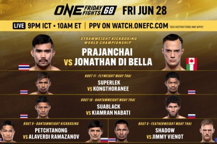 Hasil ONE Friday Fights 68 - Kalahkan Jonathan Di Bella, Prajanchai ...