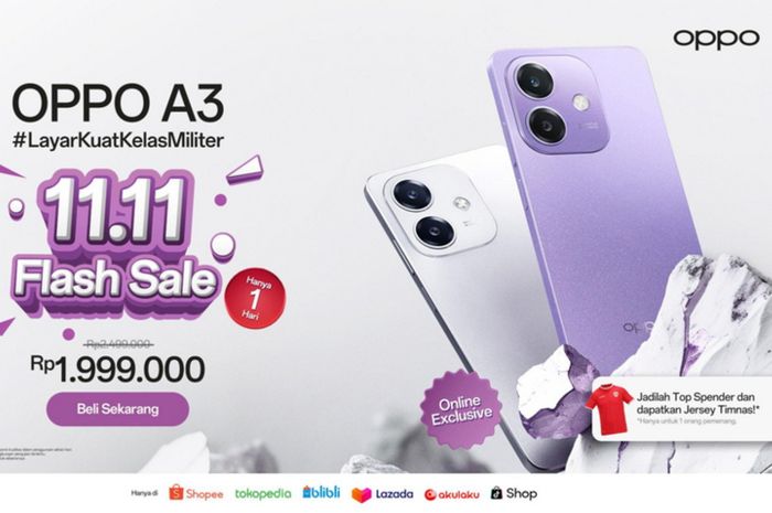Promo 11.11, OPPO Berikan Diskon Hingga 75% dan Flash Sale OPPO A3 ...