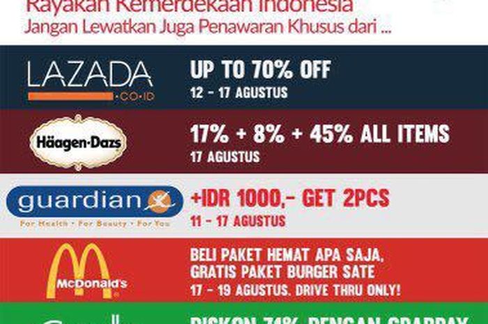 30 Diskon Hari Kemerdekaan yang Bisa Kita Dapatkan Tanggal 17 Agustus ...