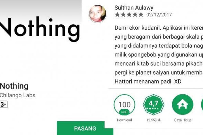 Nothing, Nama Aplikasi Baru di Play Store Yang Bikin Gempar, Isinya ...