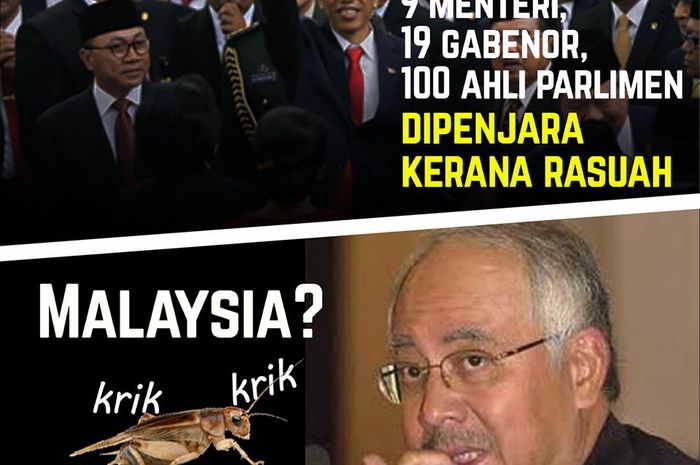 Rakyat Malaysia Iri Pemberantasan Korupsi di Indonesia, Bikin Meme ...