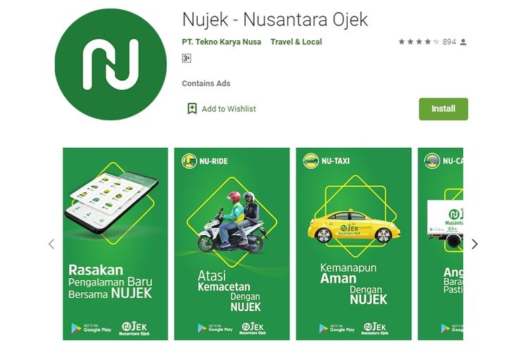 Nujek, Aplikasi Pesaing GoJek dan Grab Ini Bisa Pilih Jenis Kendaraan, Driver, Rating dan Jarak