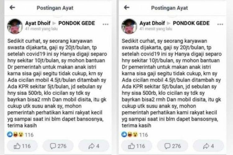 Nggak Tahu Diri, Ngeluh Gajinya Dipotong Separuh Gara-gara Corona, Pria Ini Viral Minta Bantuan ...