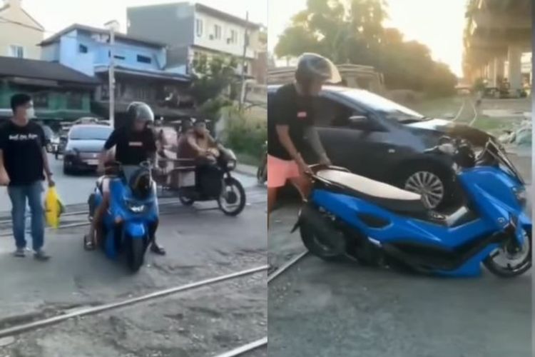 Video Motor Matic Yamaha NMAX Ceper Bikin Heran, Bingung Lewat Rel ...
