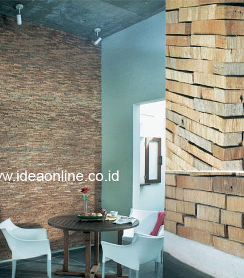 Ruang Cantik dengan Dinding Potongan Kayu