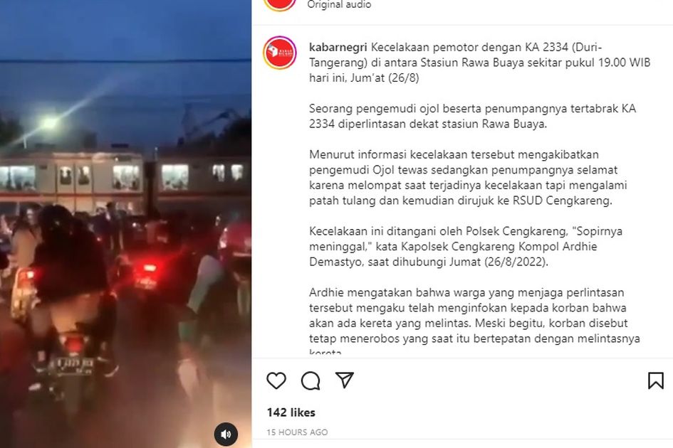 Viral! Gara-gara Nekat Terobos Rel, Seorang Sopir Ojol Tewas Tertabrak Kereta Api di Stasiun ...
