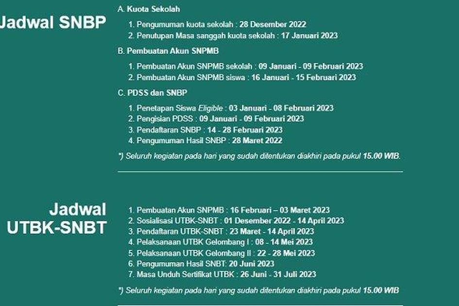Jadwal Seleksi UTBK SBMPTN atau SNBT 2023, Catat Tanggal Penting Ini Jadwal Seleksi UTBK SBMPTN atau SNBT 2023, Catat Tanggal Penting Ini
