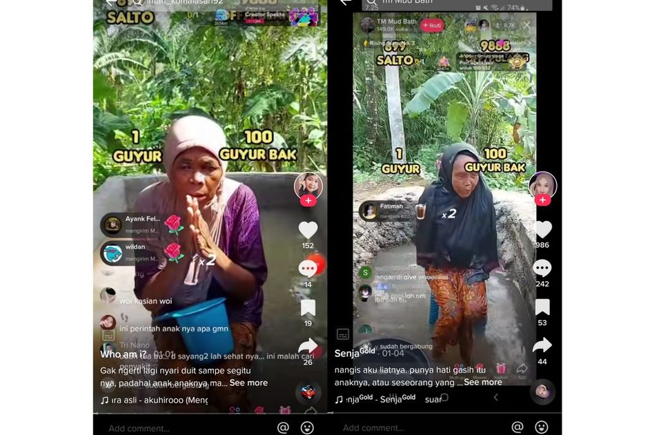 Konten Mandi Lumpur Viral di TikTok, Pemeran Dapat Saweran Lebih Rp 9 Juta