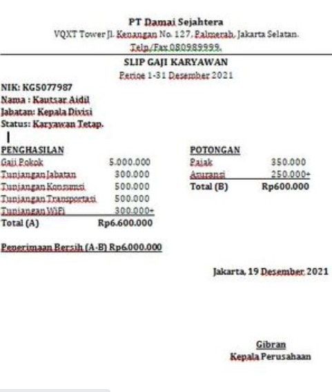 11 Contoh Slip Gaji Karyawan beserta Format Sederhana Lengkap - Sonora.id
