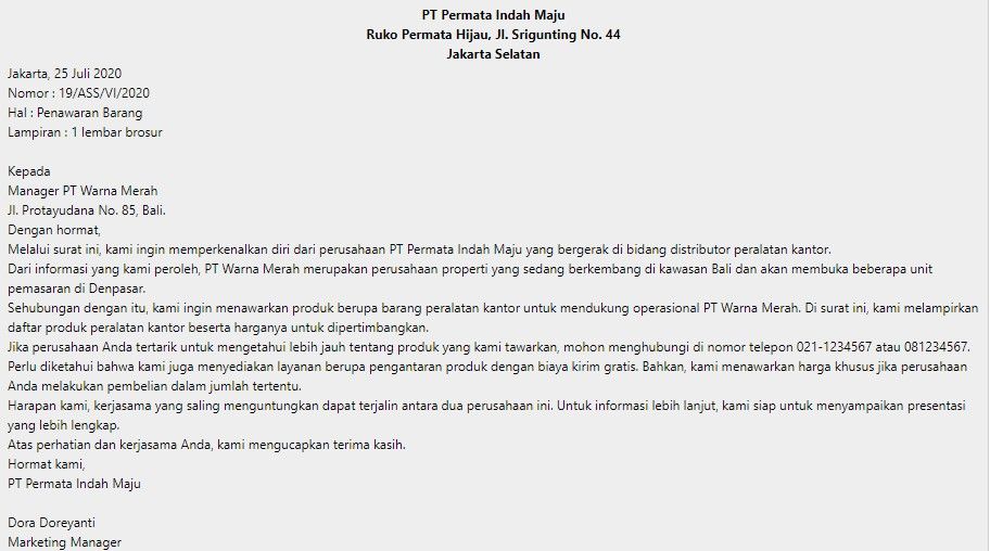 7 Contoh Surat Penawaran Barang yang Baik dan Cara Membuatnya - Semua Halaman - Sonora.id