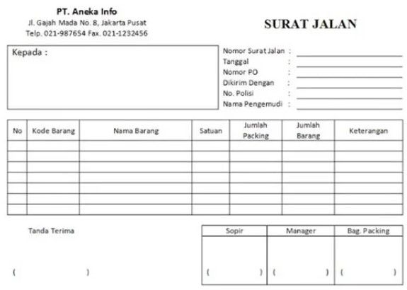 11 Contoh Surat Jalan yang Baik dan Benar beserta Struktunya - Sonora.id