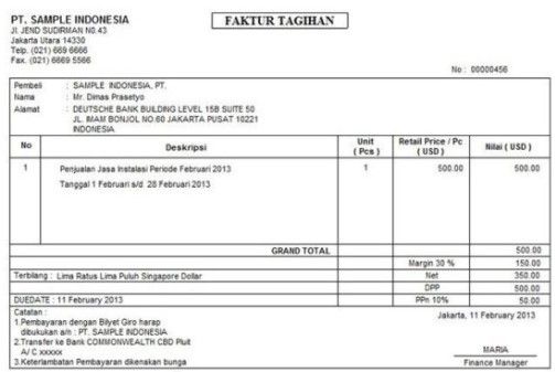 11 Contoh Invoice Tagihan beserta Penjelasan dan Strukturnya - Sonora.id