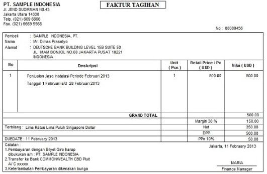 11 Contoh Invoice Tagihan beserta Penjelasan dan Strukturnya - Semua Halaman - Sonora.id