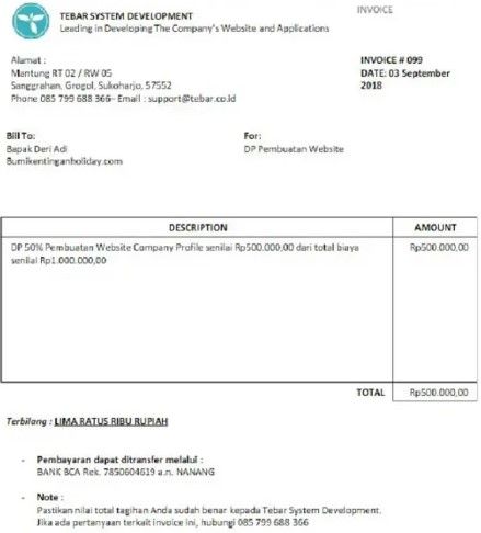 11 Contoh Invoice Tagihan beserta Penjelasan dan Strukturnya - Semua Halaman - Sonora.id