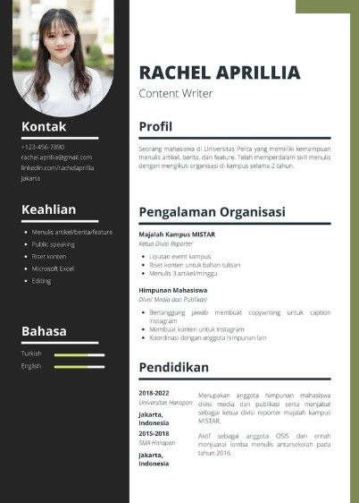 12 Contoh CV Mahasiswa yang Masih Kuliah untuk Beasiswa, Part Time ...