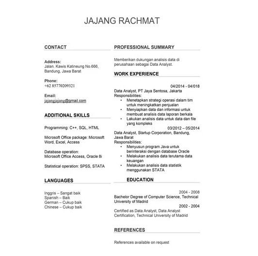 12 Contoh CV Mahasiswa yang Masih Kuliah untuk Beasiswa, Part Time ...