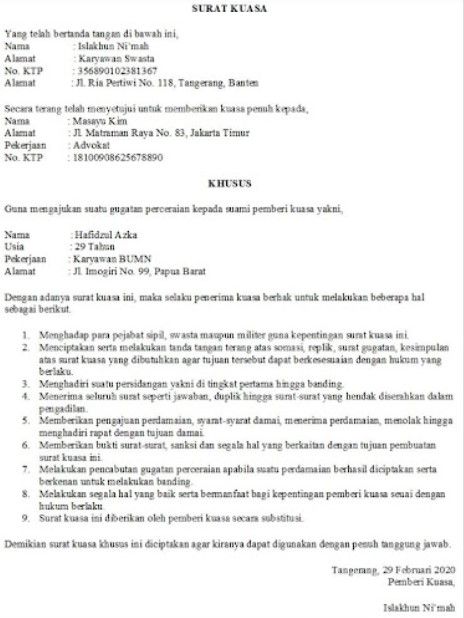 7 Contoh Surat Kuasa beserta Jenis dan Cara Membuatnya, Lengkap ...