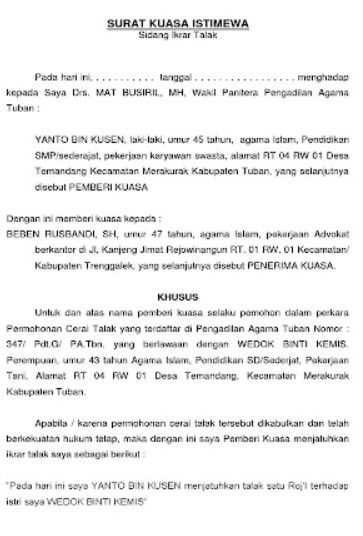 7 Contoh Surat Kuasa beserta Jenis dan Cara Membuatnya, Lengkap ...