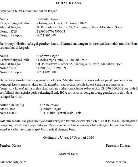 7 Contoh Surat Kuasa beserta Jenis dan Cara Membuatnya, Lengkap ...