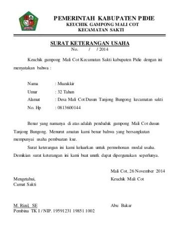 7 Contoh Surat Keterangan Usaha atau SKU beserta Cara Membuatnya ...