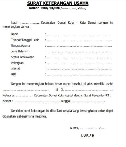 7 Contoh Surat Keterangan Usaha atau SKU beserta Cara Membuatnya ...