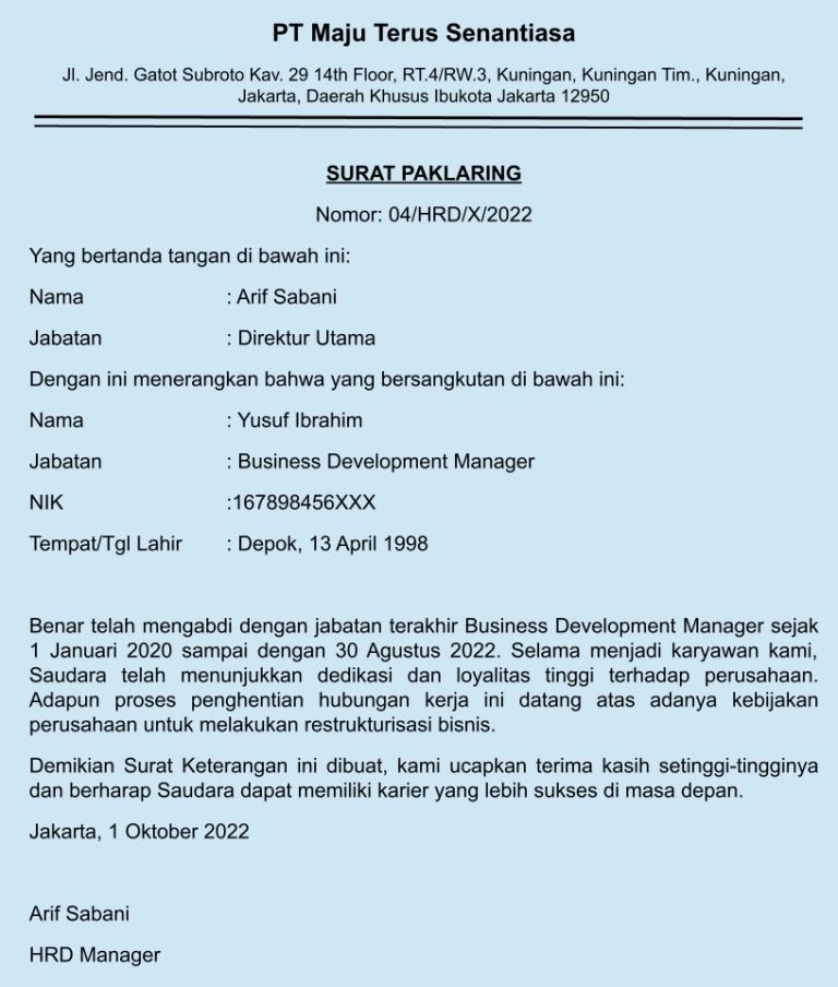 5 Contoh Surat Paklaring yang Benar dan Tepat, Amati Agar Tidak Salah ...