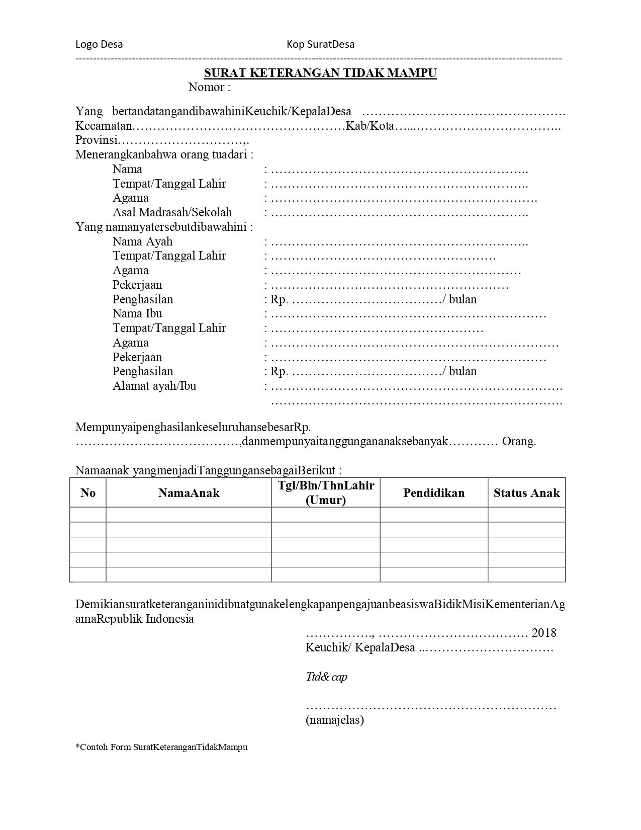 Contoh SKTM Untuk KIP Kuliah Tahun 2023 serta Cara Membuatnya - Sonora.id