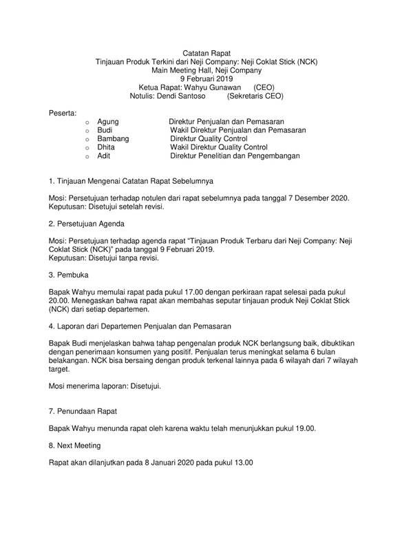 7 Cara Membuat Minutes of Meeting, Lengkap dengan Contoh sebagai ...