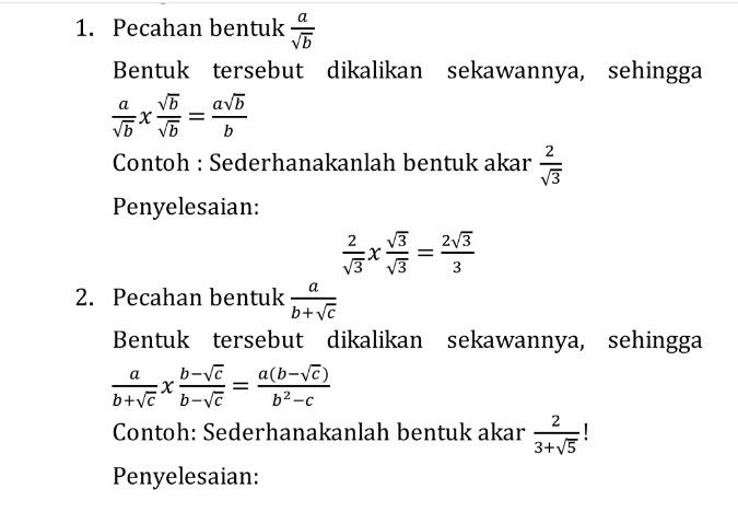 3 Cara Merasionalkan Pecahan Bentuk Akar, Materi Matematika - Halaman 2 ...