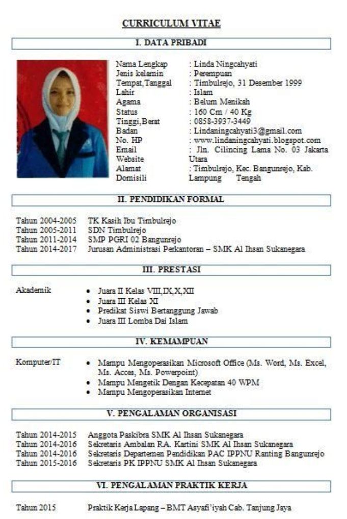 5 Contoh CV Lamaran Kerja Lulusan SMK, Profesional dan Menarik HRD ... 5 Contoh CV Lamaran Kerja Lulusan SMK, Profesional dan Menarik HRD ...