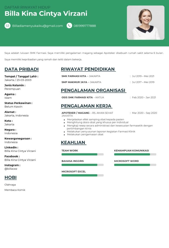 5 Contoh CV Lamaran Kerja Lulusan SMK, Profesional dan Menarik HRD ...