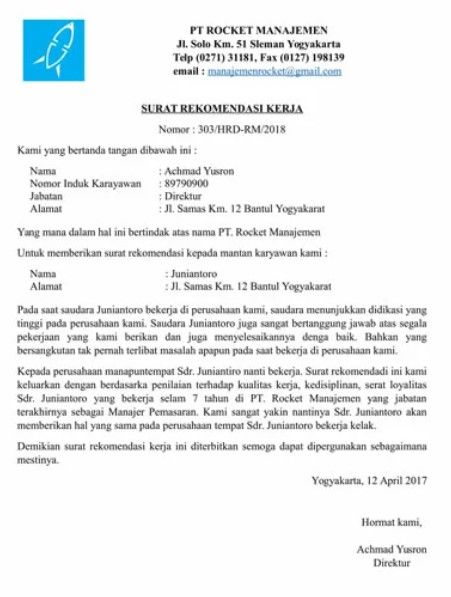 11 Contoh Surat Rekomendasi serta Format Penyusunannya, Lengkap ...