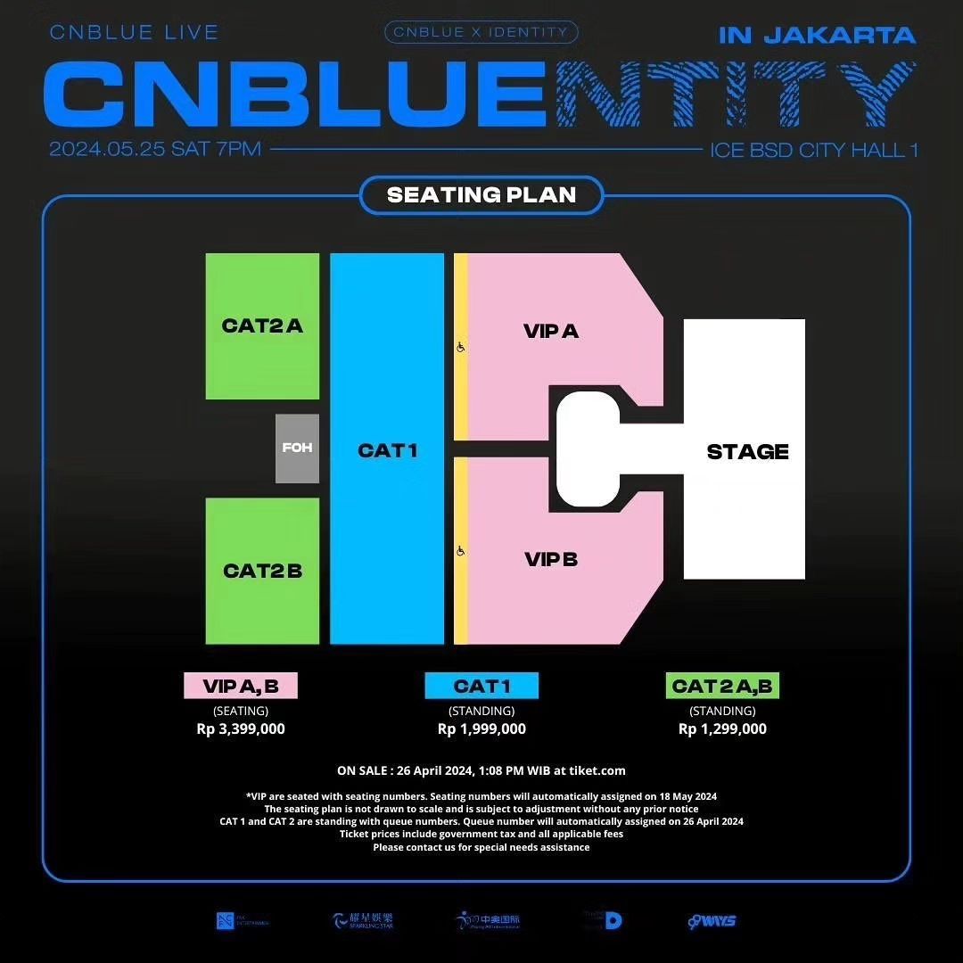 Harga Tiket dan Seat Plan Konser CNBLUE LIVE CNBLUENTITY di Jakarta - Sonora.id