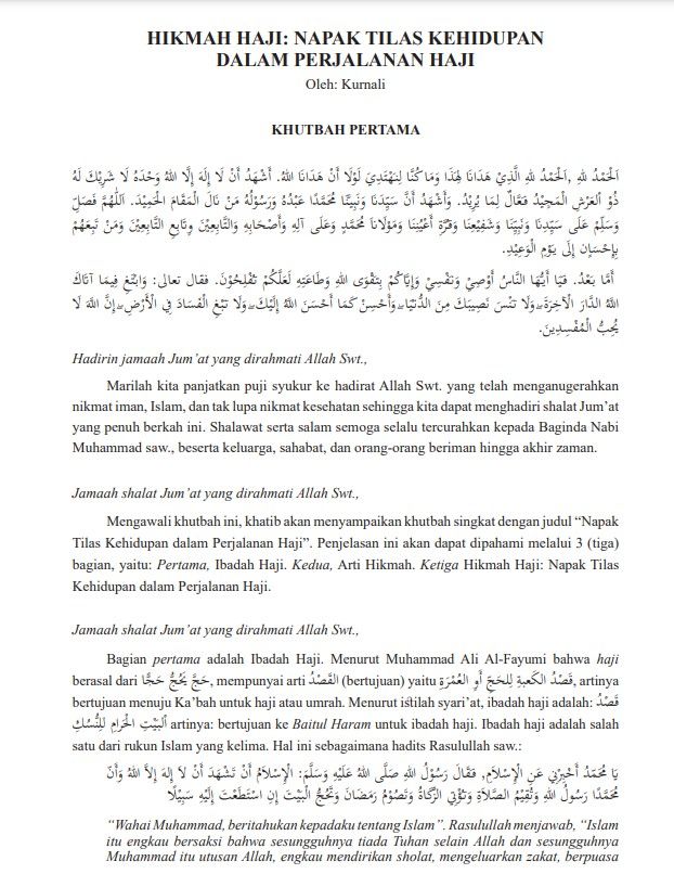 Teks Khutbah Jumat 7 Juni 2024 tentang Hikmah Haji dan Link PDF - Sonora.id