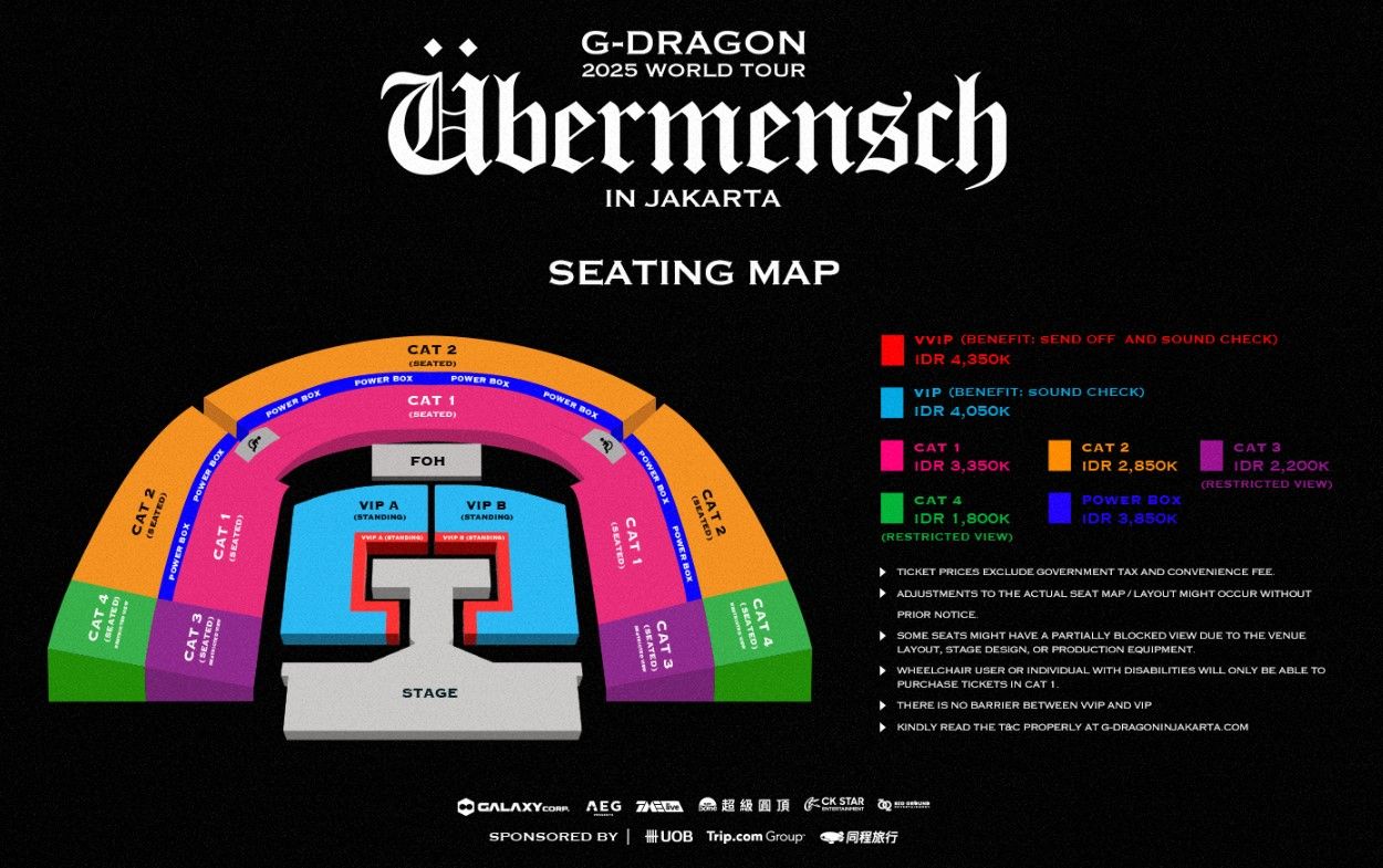 Harga Tiket dan Seat Plan Konser G-Dragon (GD) Ubermensch di Jakarta - Sonora.id