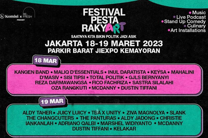 Festival Pesta Rakyart 2023: Informasi Lengkap Jadwal, Lokasi, Line-up ... Festival Pesta Rakyart 2023: Informasi Lengkap Jadwal, Lokasi, Line-up ...