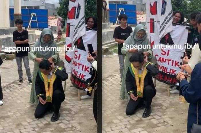 Viral, Aksi Mahasiswa di Bengkulu Minta Ibu Potong Rambut Gondrong Legendnya Saat Wisuda, Teman ...