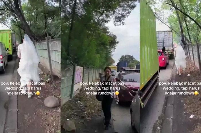 Terjebak Macet, Pengantin Wanita Ini Rela Turun Mobil dan Lari-larian ... Terjebak Macet, Pengantin Wanita Ini Rela Turun Mobil dan Lari-larian ...