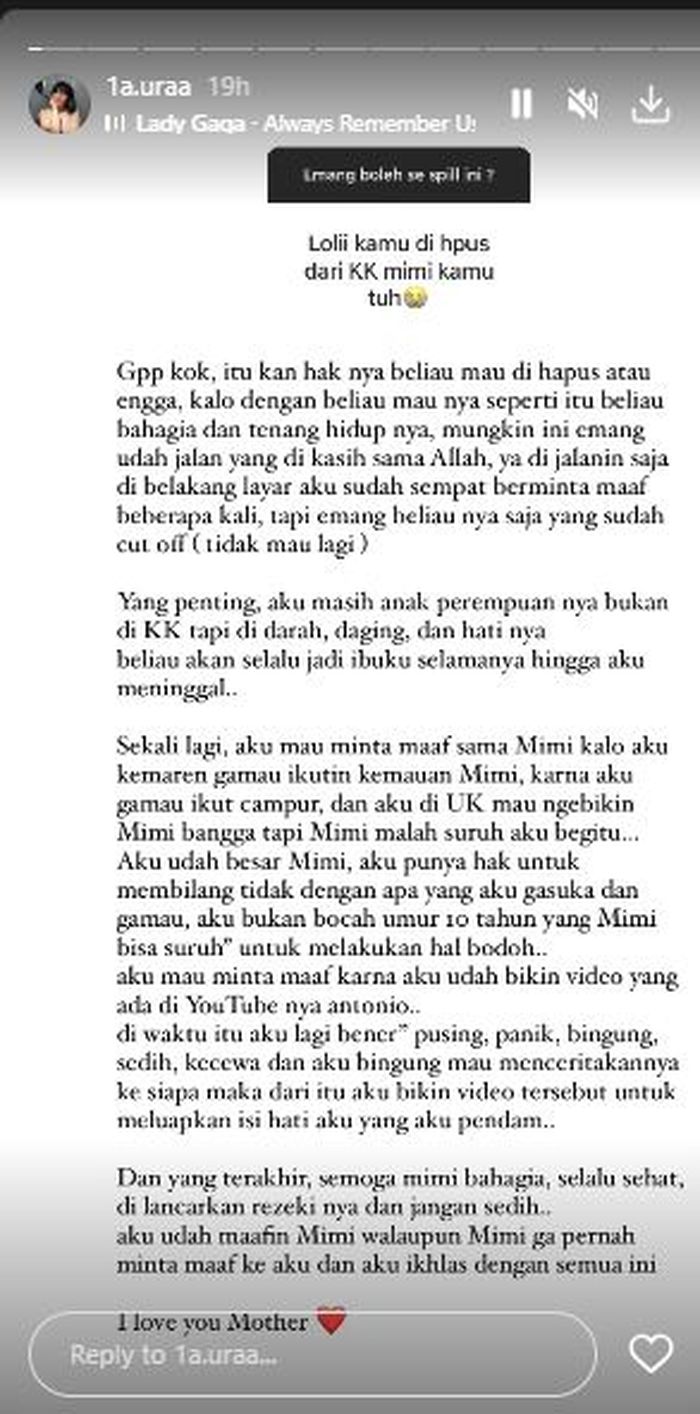 TANGIS dan Isi Surat Terakhir Lolly untuk Nikita Mirzani setelah Identitasnya Dicoret dari KK ...