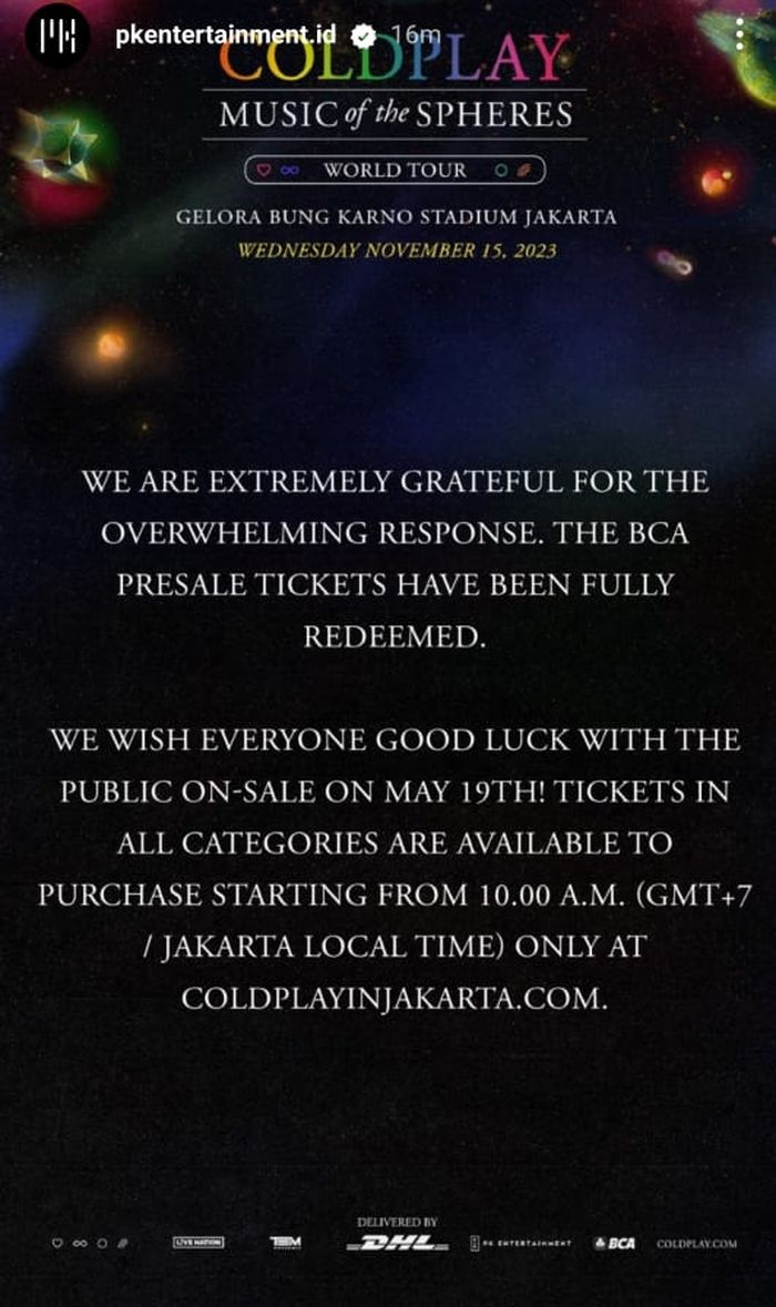 Berhasil Dapat Tiket Coldplay Jakarta? Jangan Share Booking ...